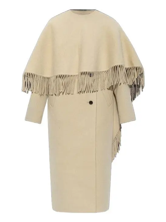RÓHE Fringed Double-faced Wool Coat With Detachable Cape - No