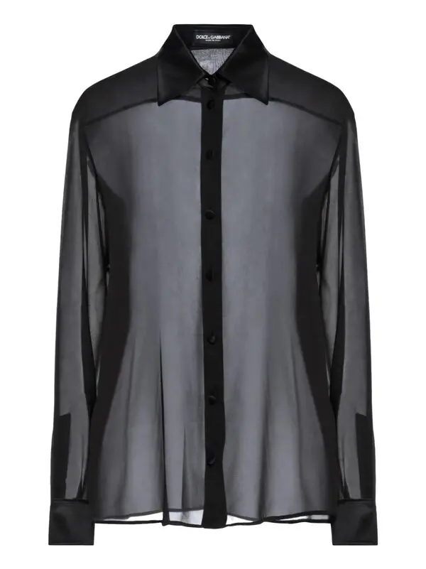 Dolce & Gabbana Long-sleeved Satin Chiffon Shirt - Black