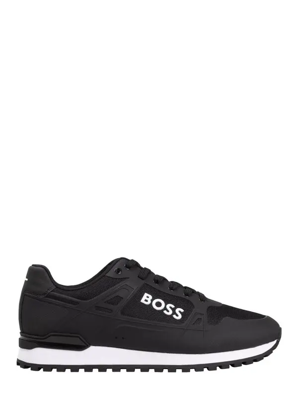 Hugo Boss Lace-up Sneakers With Cushioned Sole - Black