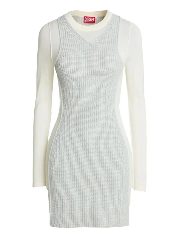 DIESEL® Fitted Woolen Dress With Long Sleeves - Gray