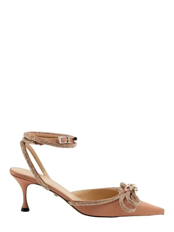 MACHMACH Pointed Toe Embellished Bow Detail Ankle Strap Heels - No