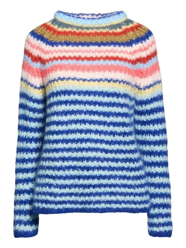 Max Mara Striped Crew Neck Pullover - Blue