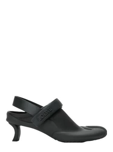 Loewe Round Toe Open Heel Slingback Sandals - Black