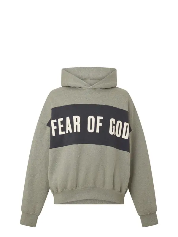 Fear Of God Letter Print Hooded Sweatshirt - Gray