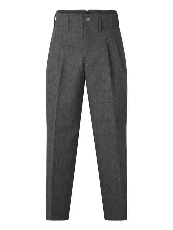 AMI Paris Check Pleated Cropped Trousers - Grey