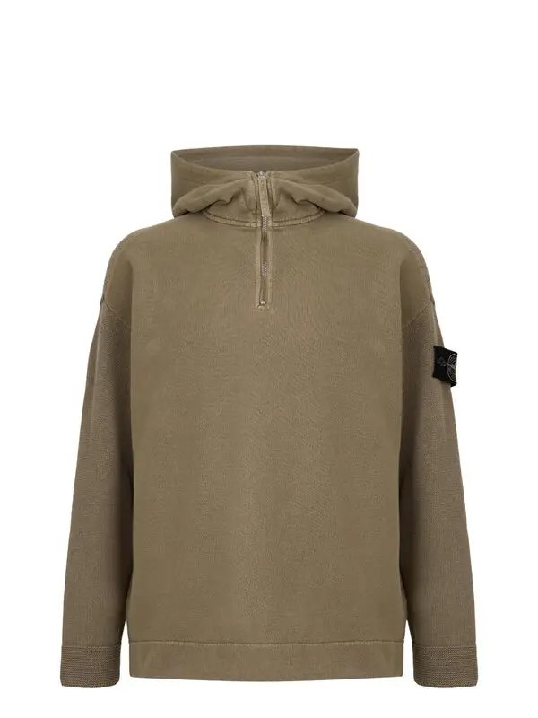 Stone Island Half-zip Hooded Sweatshirt - Brown