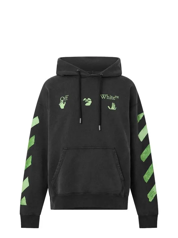Off-White Printed Hooded Sweatshirt - Black