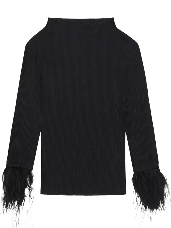 Hugo Boss Solid Color Feather Cuff Jumper - Black