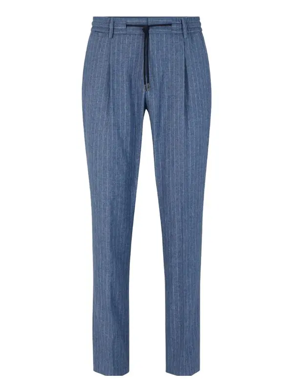 Hugo Boss Fine Pinstripe Pleated Trousers - Blue