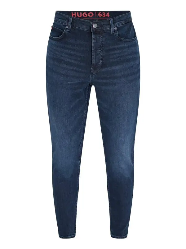 Hugo Boss Washed Slim Fit Cropped Jeans - Blue