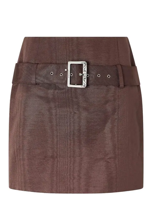 WIEDERHOEFT Belted Twill Mini Skirt - Brown