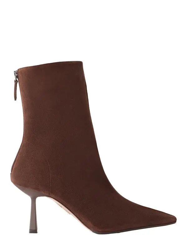 AQUAZZURA Sentier 75 Suede Ankle Boots - Brown