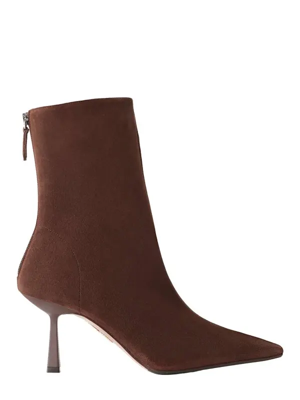 AQUAZZURA Sentier 75 Suede Ankle Boots - Chocolate
