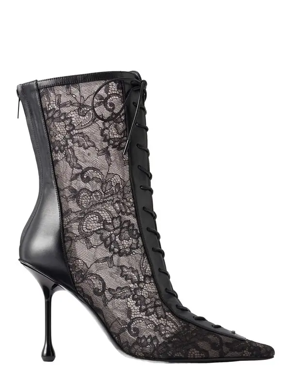 JIMMY CHOO Scarlett 95 Lace And Leather Ankle Boots - Black
