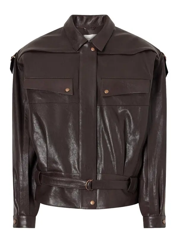 Magda Butrym Belted Leather Jacket - Brown