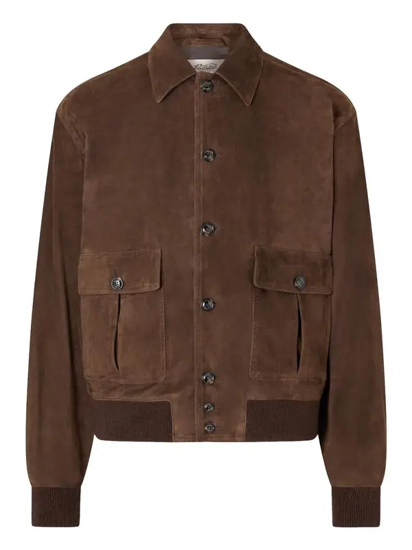 VALSTAR Colin Suede Bomber Jacket - Brown