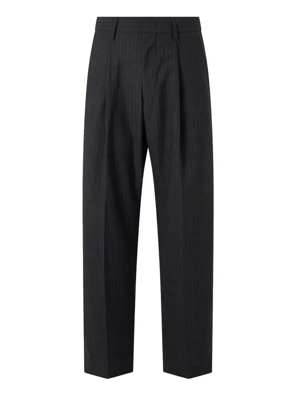 Nn07 Straight-leg Pleated Pinstriped Woven Trousers - Gray