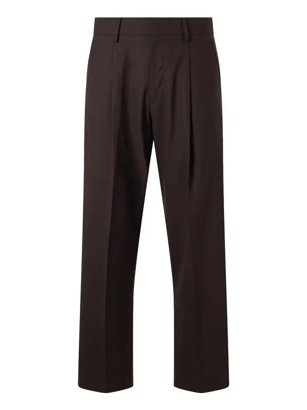 Nn07 Kay 10037 Straight-leg Pleated Woven Trousers - Brown