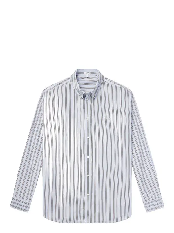Loewe Striped Cotton-poplin Shirt - Blue