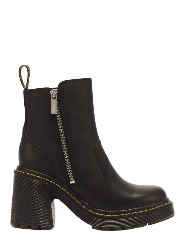 Dr. Martens Spence Zip Leather Heeled Boots - Black