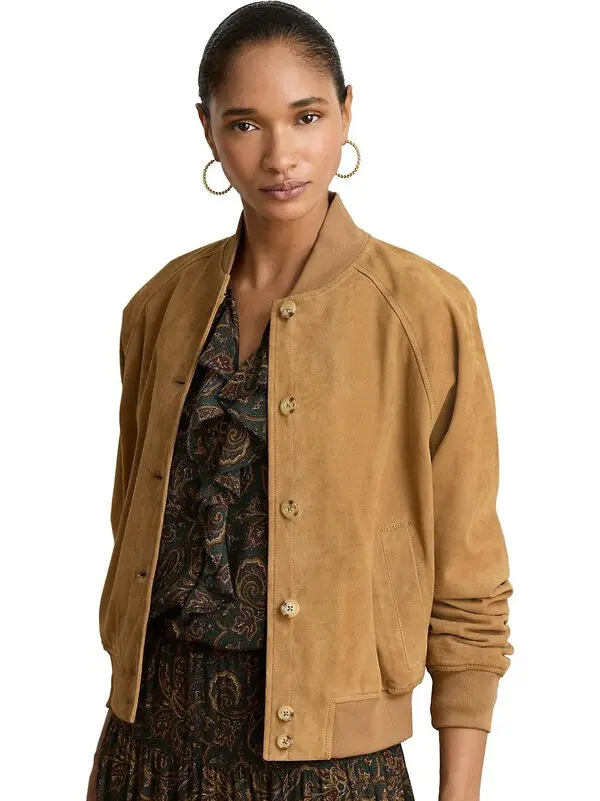 Ralph Lauren Goat-suede Flight Jacket - Camel Suede