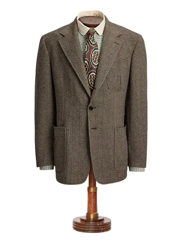 Ralph Lauren Wool-cotton Herringbone Suit Jacket - Brown Multi