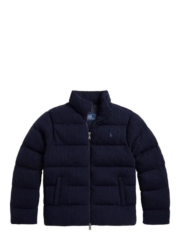 Ralph Lauren Cable-knit Wool-cashmere Quilted Jacket - Hunter Navy