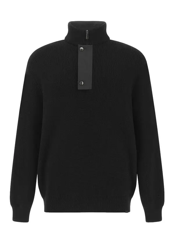 Paul & Shark Tech Wool Half-zip Sweater With Typhoon® Details - Black