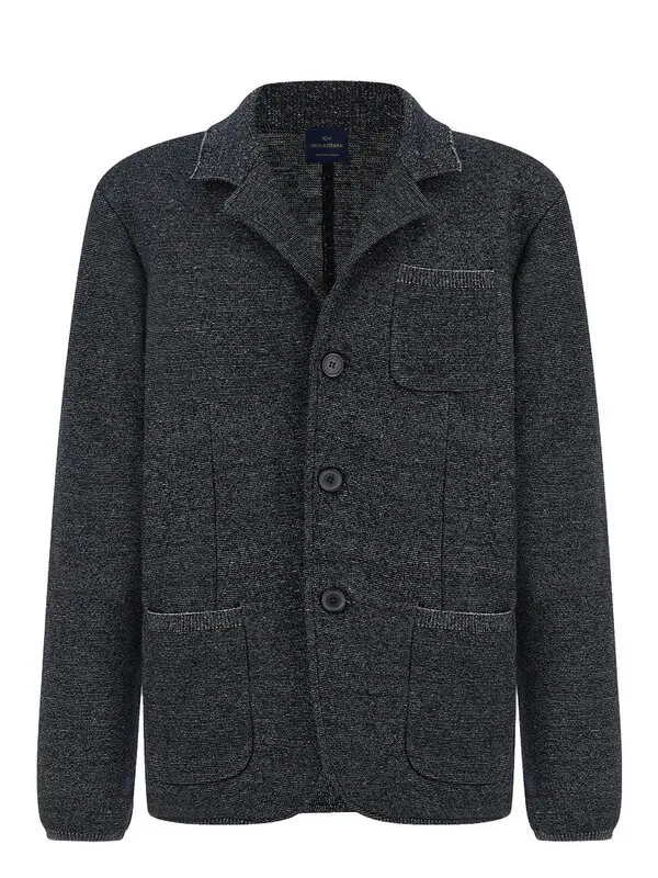 Paul & Shark Wool And Linen Knit Blazer - Blue/white