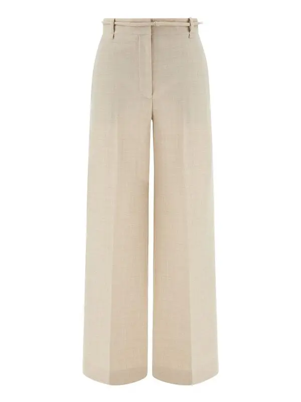Paul & Shark Wool Twill Palazzo Trousers - Sand