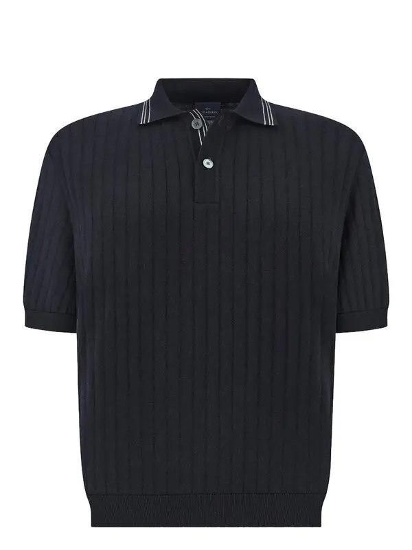 Paul & Shark Summer Wool Polo With Striped Details - Blue