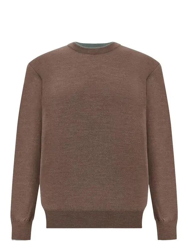 Paul & Shark Wool And Silk Blend Crewneck Sweater With Contrast Trim - Leafless Tree