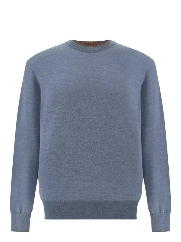 Paul & Shark Crewneck Sweater In Wool And Silk With Contrast Trim - Infinity