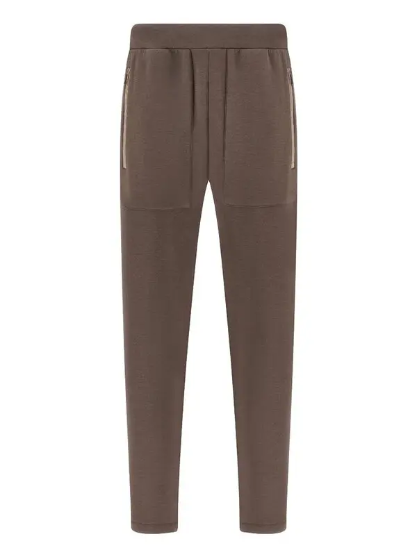 Paul & Shark Supima® Cotton Trousers With Alcantara® Details - Pepper