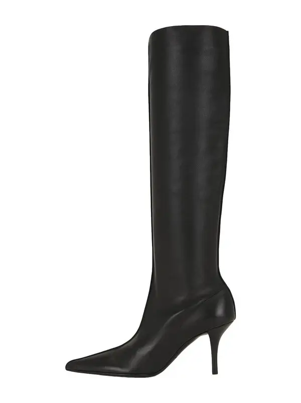 Magda Butrym Leather High Stiletto Heel Pointed Toe Pull-on Boots - Black