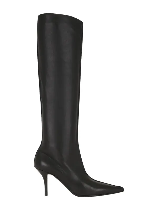 Magda Butrym Leather High Stiletto Heel Pointed Toe Pull-on Boots - Black