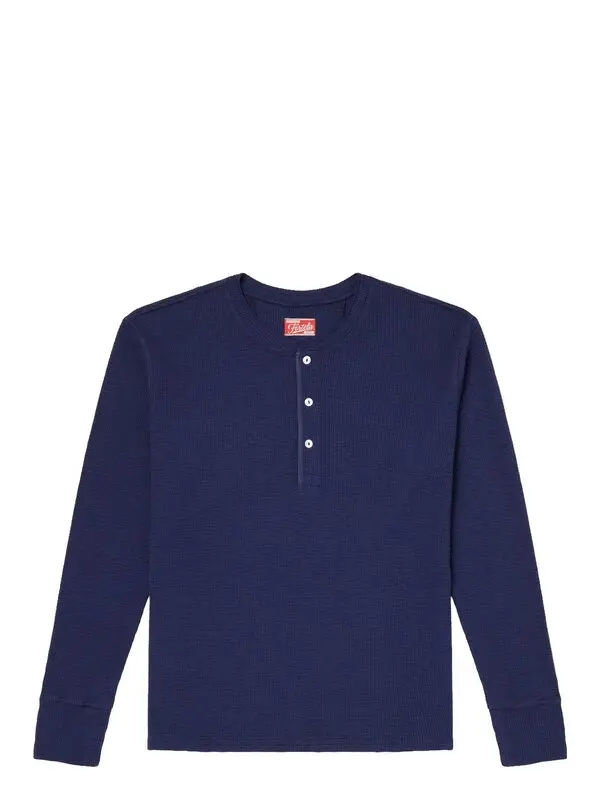 FORTELA Amish Waffle-knit Cotton-jersey Henley T-shirt - Blue