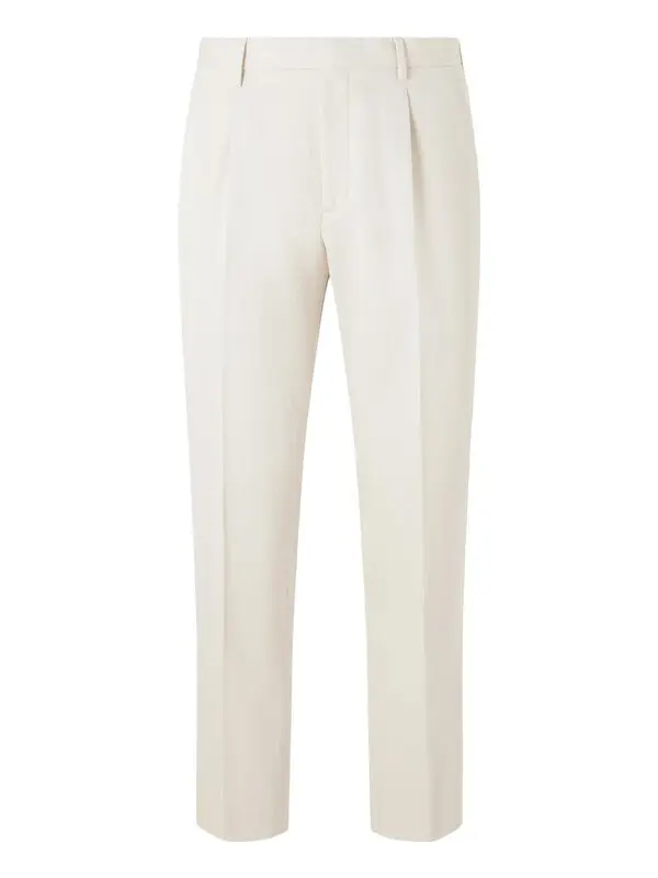 Zegna Straight-leg Cotton And Wool-blend Twill Trousers - Neutrals