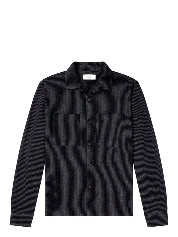 Mr P. Pinstriped Cotton-blend Jersey Shirt - Black