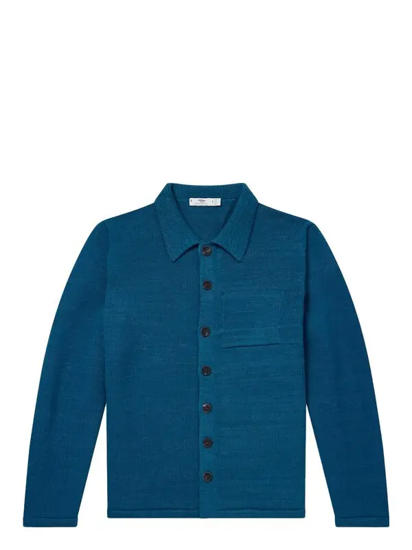 Inis Meáin Merino Wool And Linen-blend Cardigan - Blue