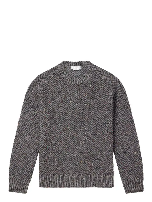 Gabriela Hearst Sermo Herringbone Cashmere Sweater - Gray