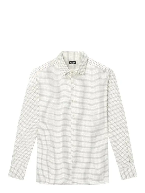 Zegna Checked Silk-twill Shirt - White
