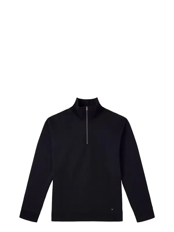 Valentino Garavani Cotton-blend Jersey Half-zip Sweatshirt - Black