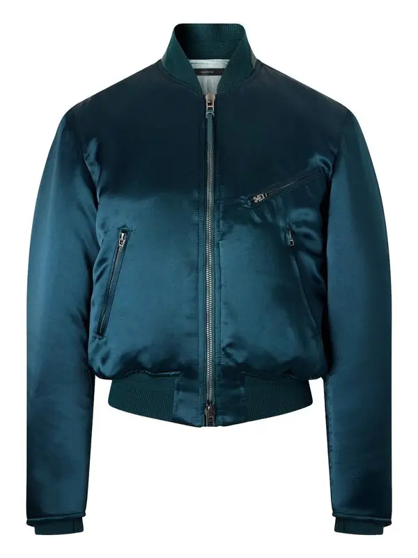 TOM FORD Satin Bomber Jacket - Green