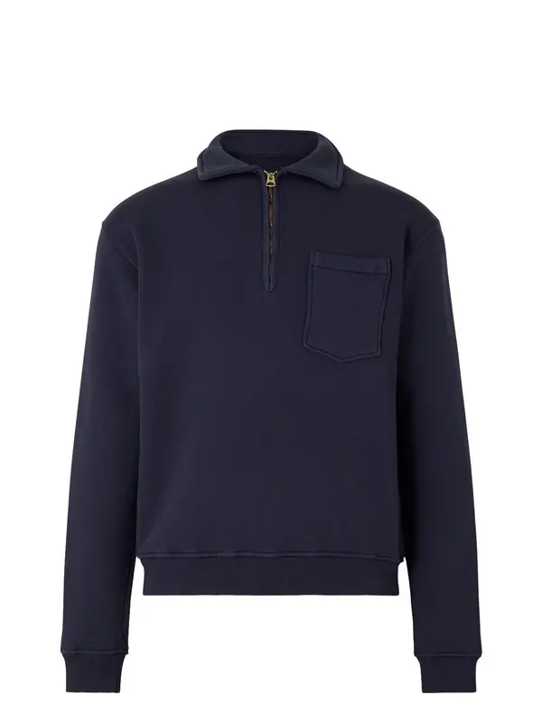FORTELA Yale Cotton-jersey Half-zip Polo Sweatshirt - Blue