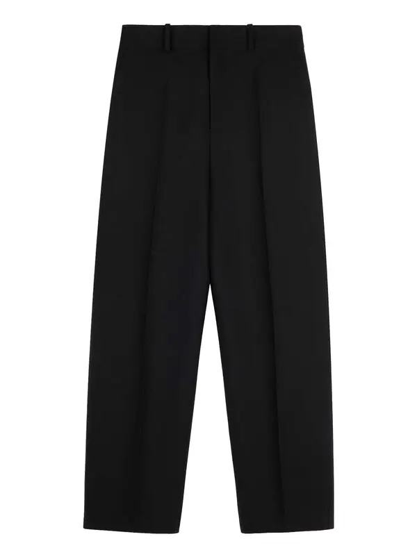 TOD'S Wool Gabardine Tapered Leg Trousers - Black
