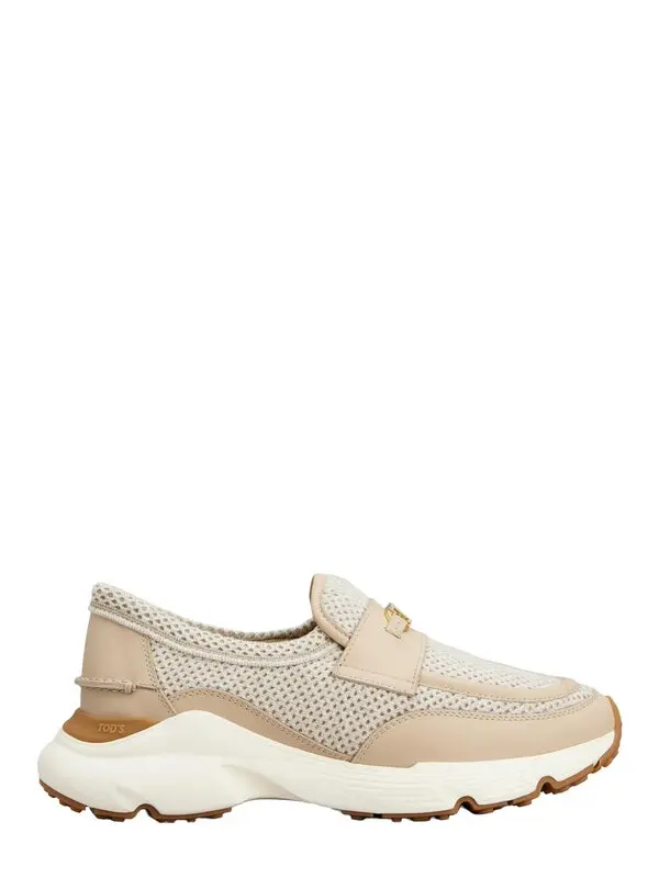 TOD'S Sporty Loafers In Fabric And Leather With Oval T-clamp - Beige