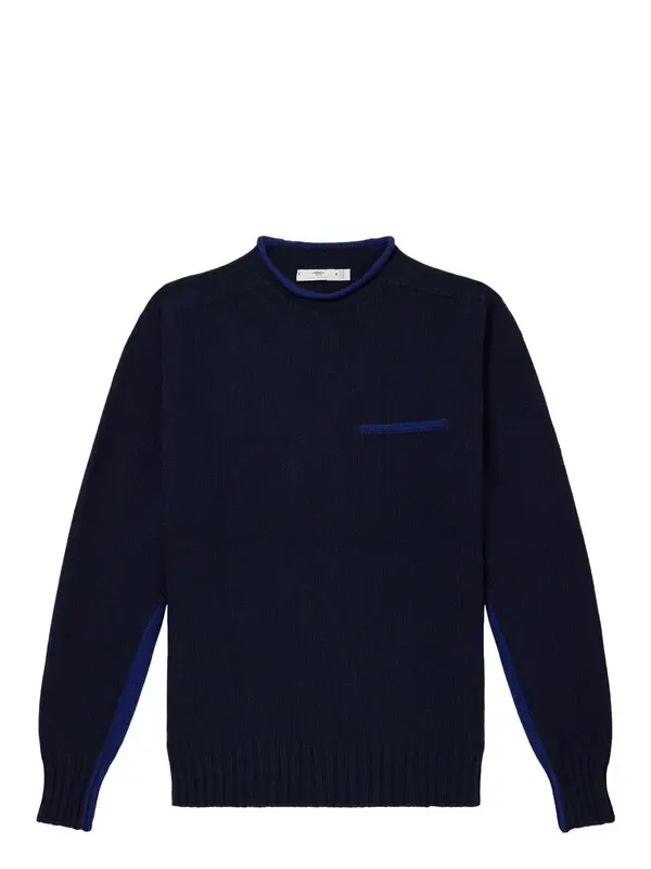 Inis Meáin Lambswool Sweater With Pocket Detail - Navy