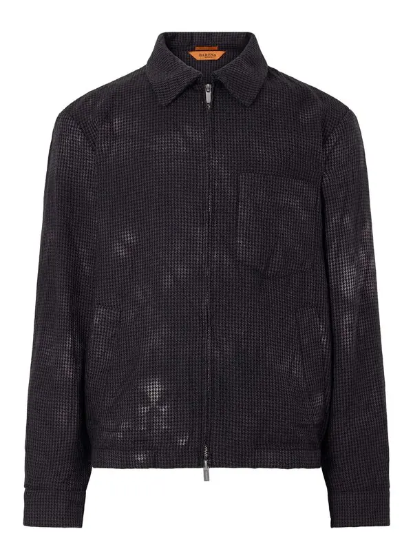 Barena Venezia Garment-dyed Houndstooth Wool Blouson Jacket - Black
