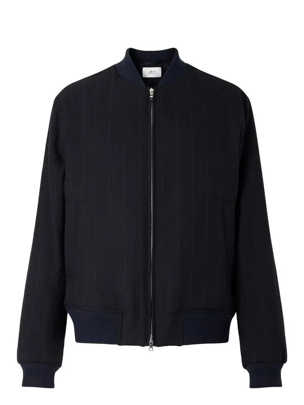 Mr P. Striped Wool-twill Bomber Jacket - Blue
